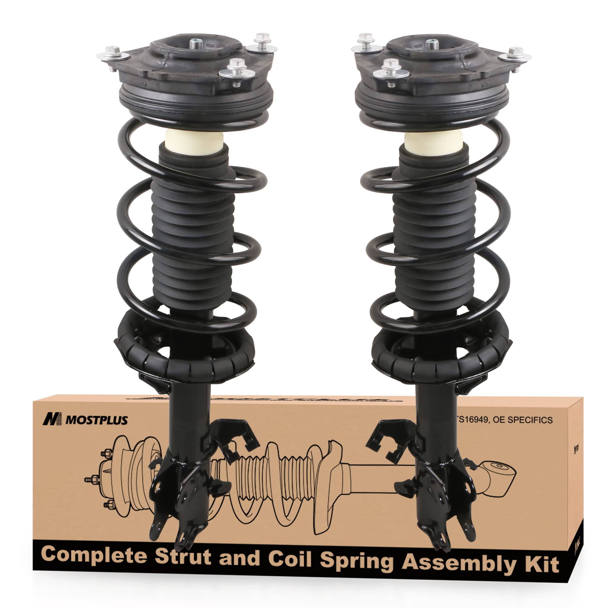 MOSTPLUS Front Pair Complete Strut Spring Assembly Compatible for 2007-2012 Nissan Versa Replaces 172351 172352 Left and Right Shock Coil
