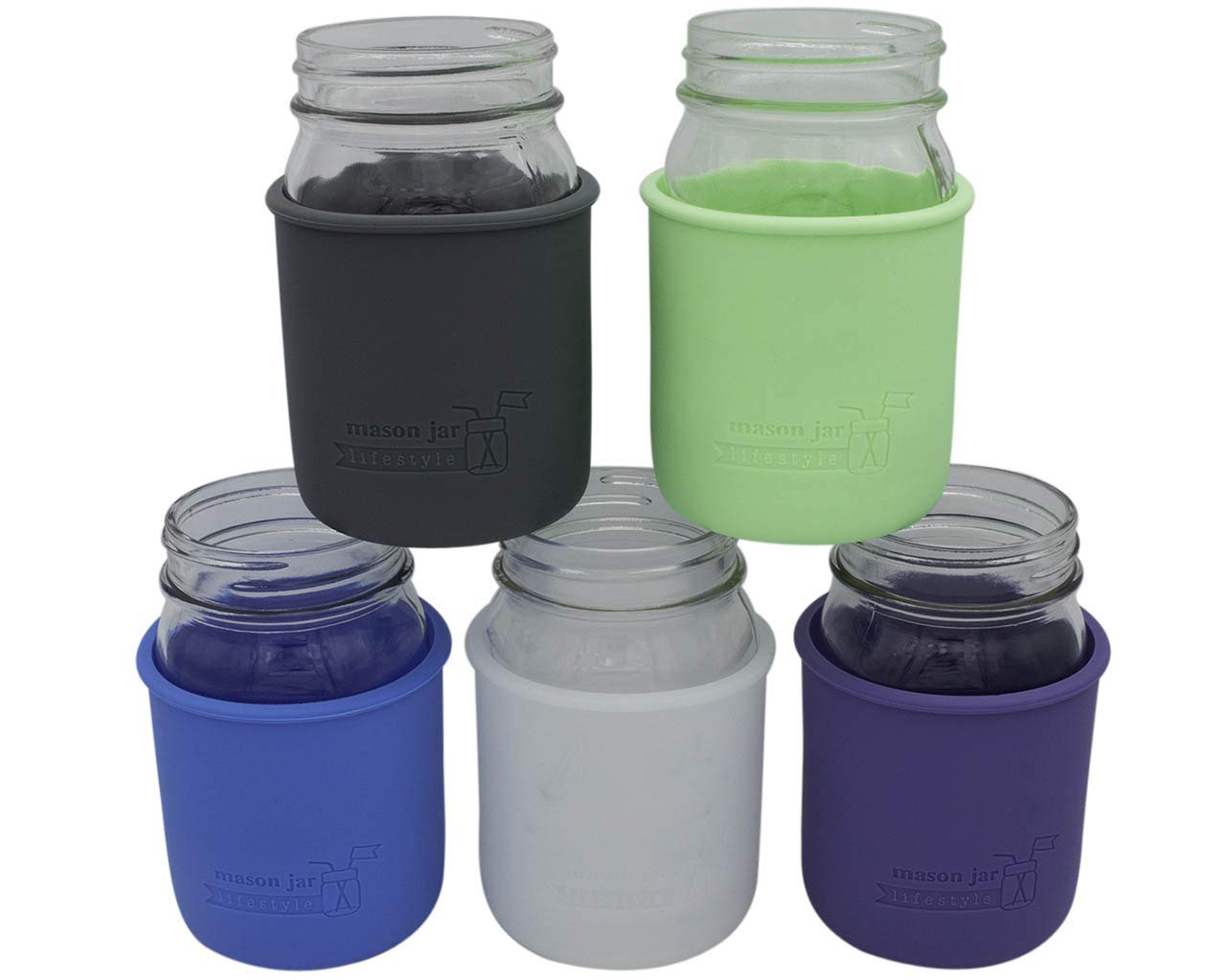Regular Mouth Pint 16oz Silicone Sleeves/Jackets for Protecting Ball, Kerr, Canning Jars by Mason Jar Lifestyle (Frost, 2 Pack)