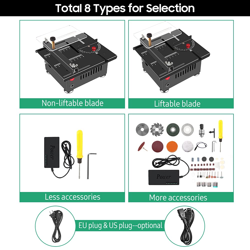 Weytoll Multi-Functional Table Saw,100W Mini Desktop Electric Saw Cutter Speed & Angle Adjustable 16MM Cutting Depth with Blade Flexible Shaft and More Accessories for Wood Plastic Acrylic Cutting