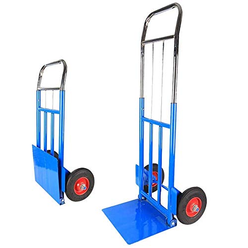 MTYLX Hand Pull Heavy Cart,Multipurpose Foldable Trolley Handling Helper Trailer Portable Luggage Cart Hand Truck 100Kg Load Capacity () for Luggage, Travel, Auto, Moving and Office Use,Blue,37X29X11