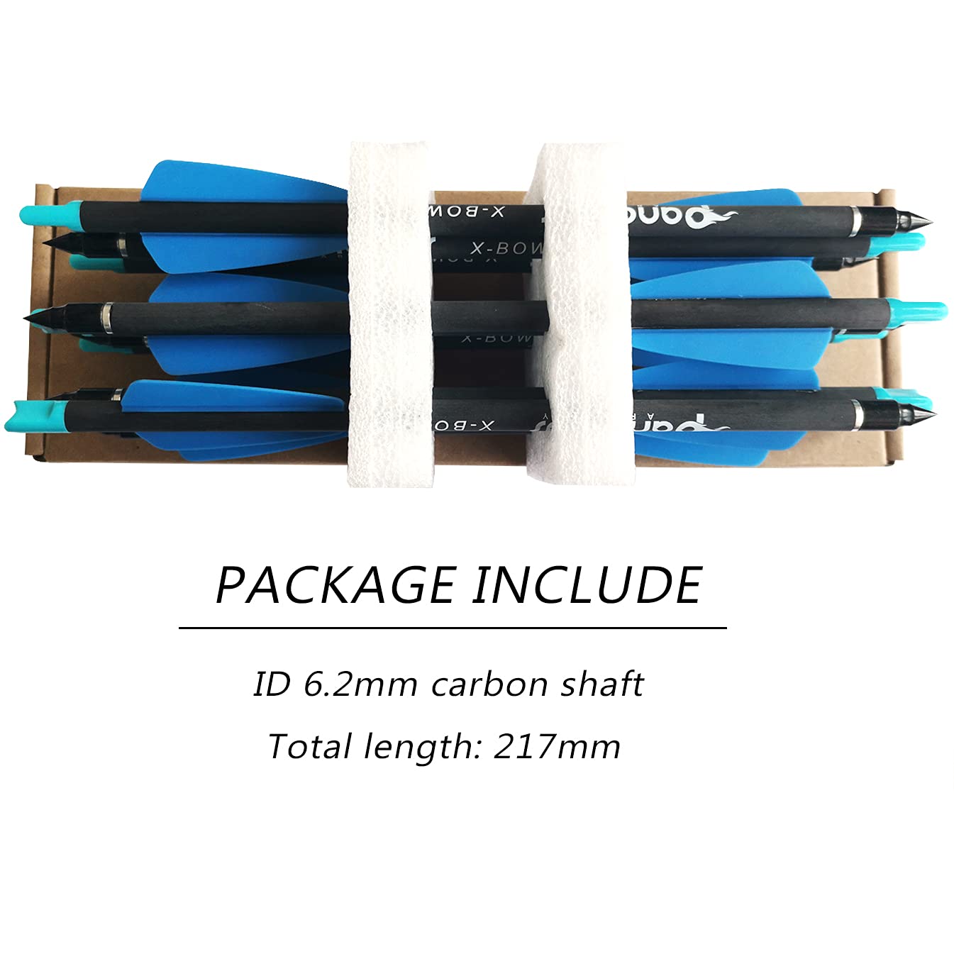 PANDARUS Archery Carbon Arrow 7.5" inch Fletched 2" Vanes with Field Point for Outdoor Hunting Shooting Pack of 12 (Blue)