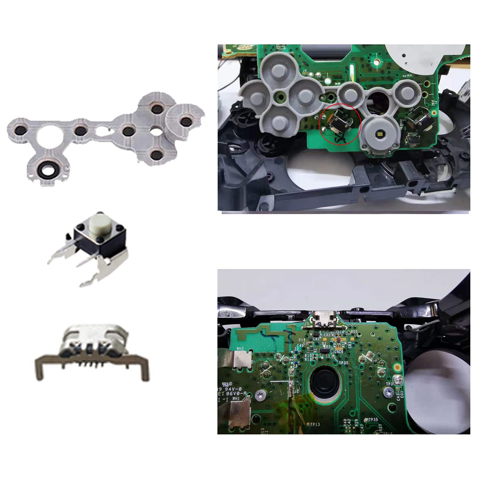 Onyehn 12 in 1 Repair kit Replacement Conductive Rubber for Xbox One Slim Controller,LB RB Switch Bumper Joystick Button,3.5mm Headphone Jack Plug Port Repair Parts