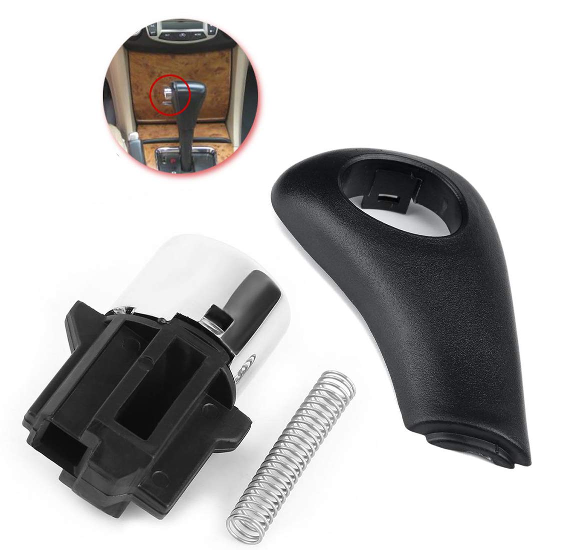 LEIMO KPARTS 54132-SDA-A81 Shifter Shift Button Knob Repair Kit + 54141-SDA-A81 Shift Knob Side Plate for 2003-2006 Honda Accord