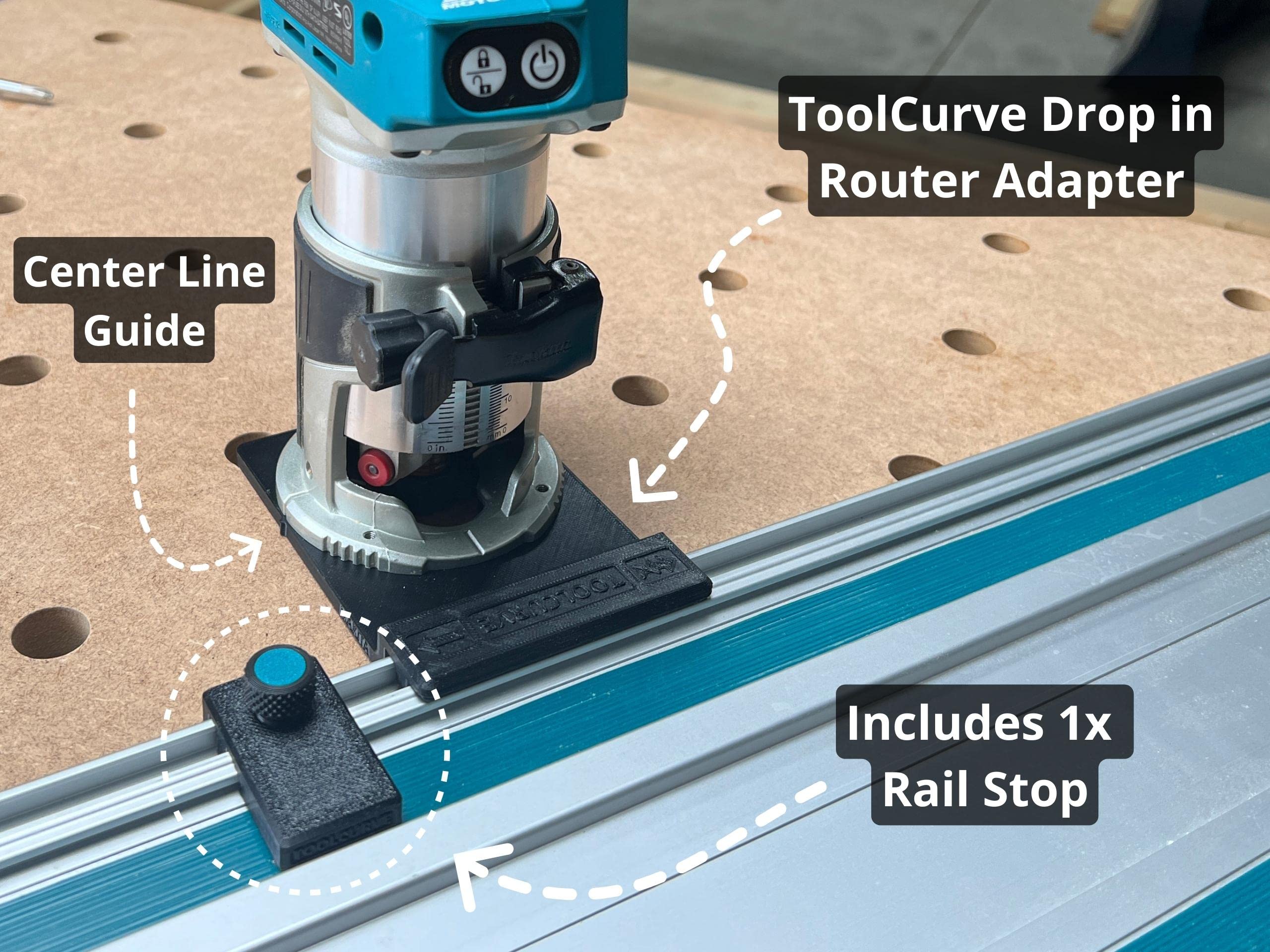 ToolCurve Guide Rail Adapter Compatible with Makita Router - Made in USA