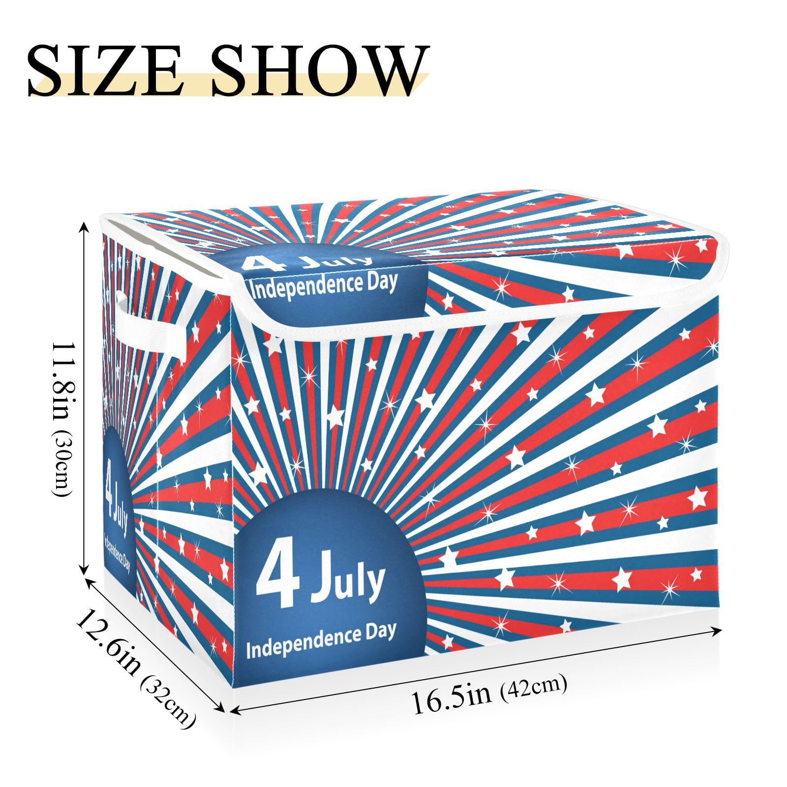 YETTASBIN 4th of July Storage Basket with Lid and Handles, Large Collapsible Fabric Storage Bins Sturdy Storage Organizer for Shelves, Closet, Bedroom, School, Office, Home Decor