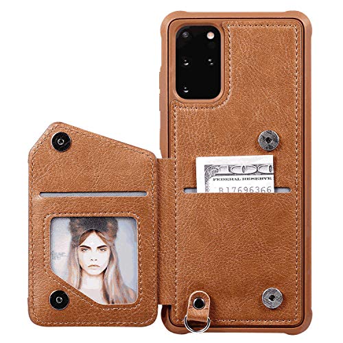 TemplarMoon Flip Case Fit for Samsung Galaxy S9 Plus, Kickstand Card Holders Extra-Protective Brown Leather Cover Wallet for Samsung Galaxy S9 Plus