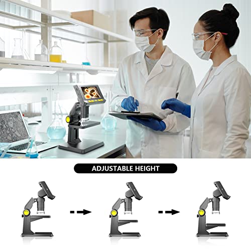 Zealtron Digital Microscope with 4.3'' LCD Screen 1000X, Electronic Microscope 1080P Video Camera with 8 LED Lights, Soldering Coins Microscope for Adults Kids