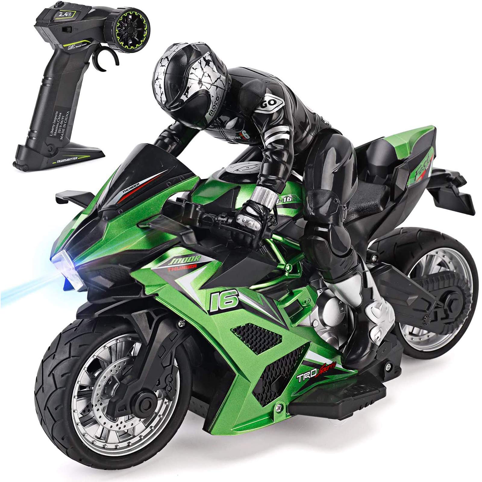 Liberty Imports 2.4G 1/10 High Speed Cross Country RC Remote Control Stunt Motorcycle with Riding Figure