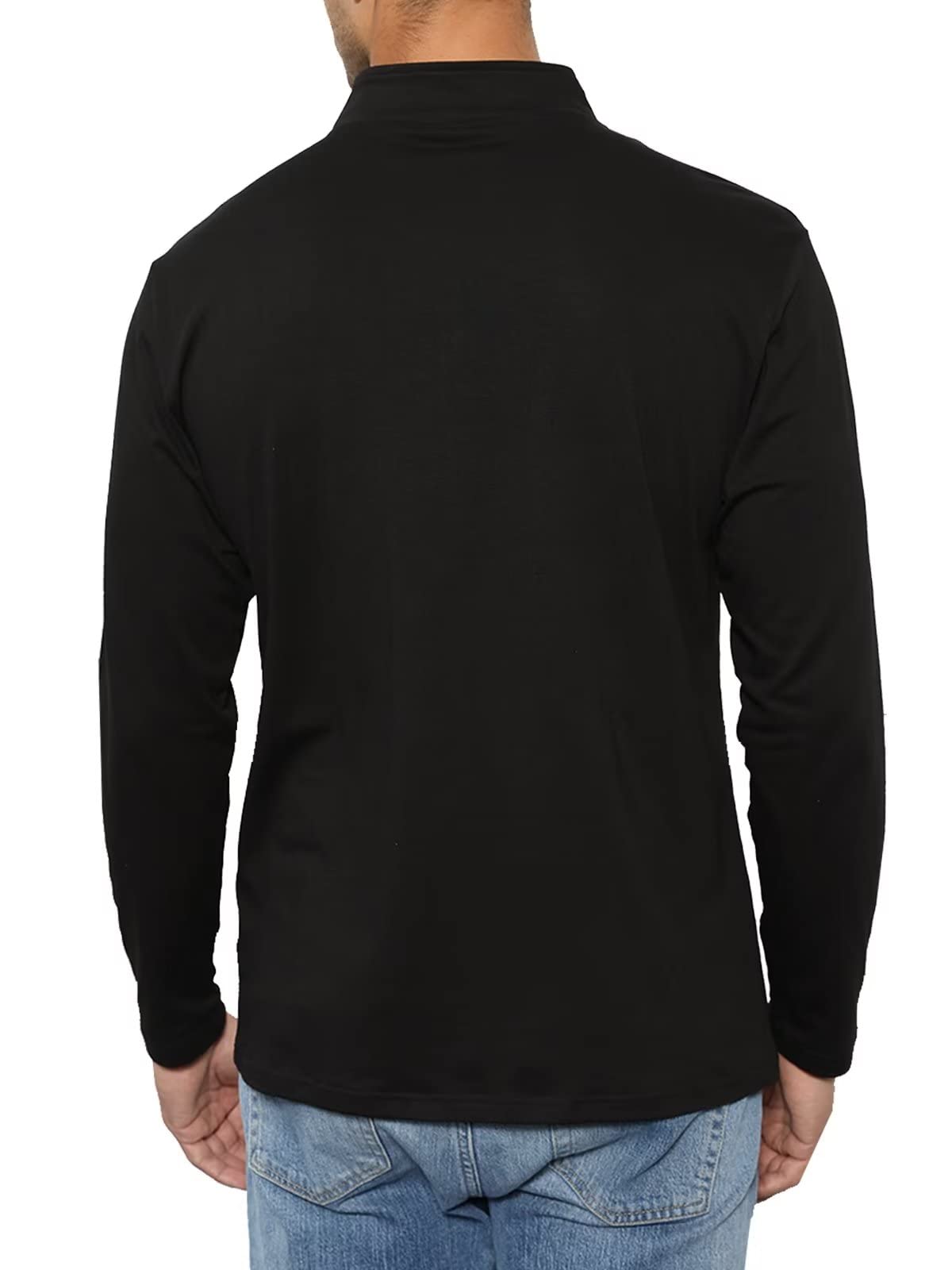 Rela Bota Mens Quarter-Zip Shirts Long Sleeve Soft Fabric Performance Running Casual Pullover Black