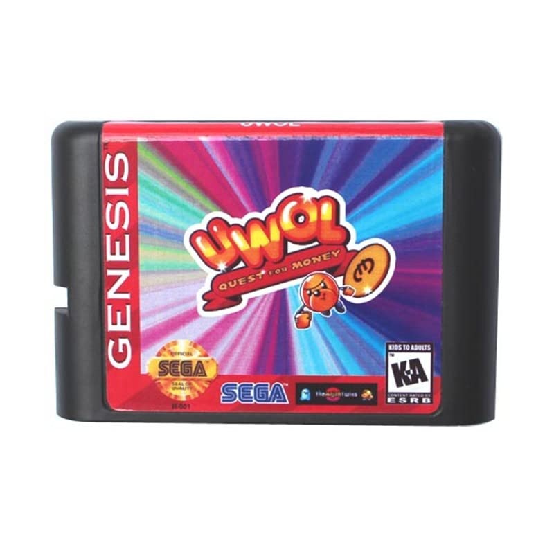 UWOL Quest For Money 16 Bit MD Game Card For Sega Mega Drive For Genesis (Black)