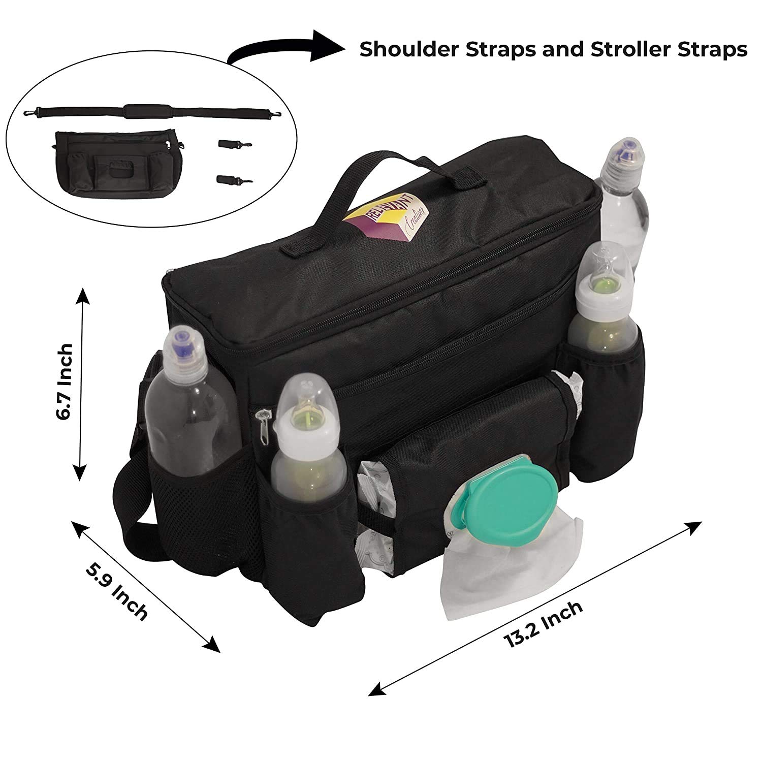 MagMaxi Universal Stroller Organizer, Baby Accessories Large Caddy, with tissues, diapper Bag