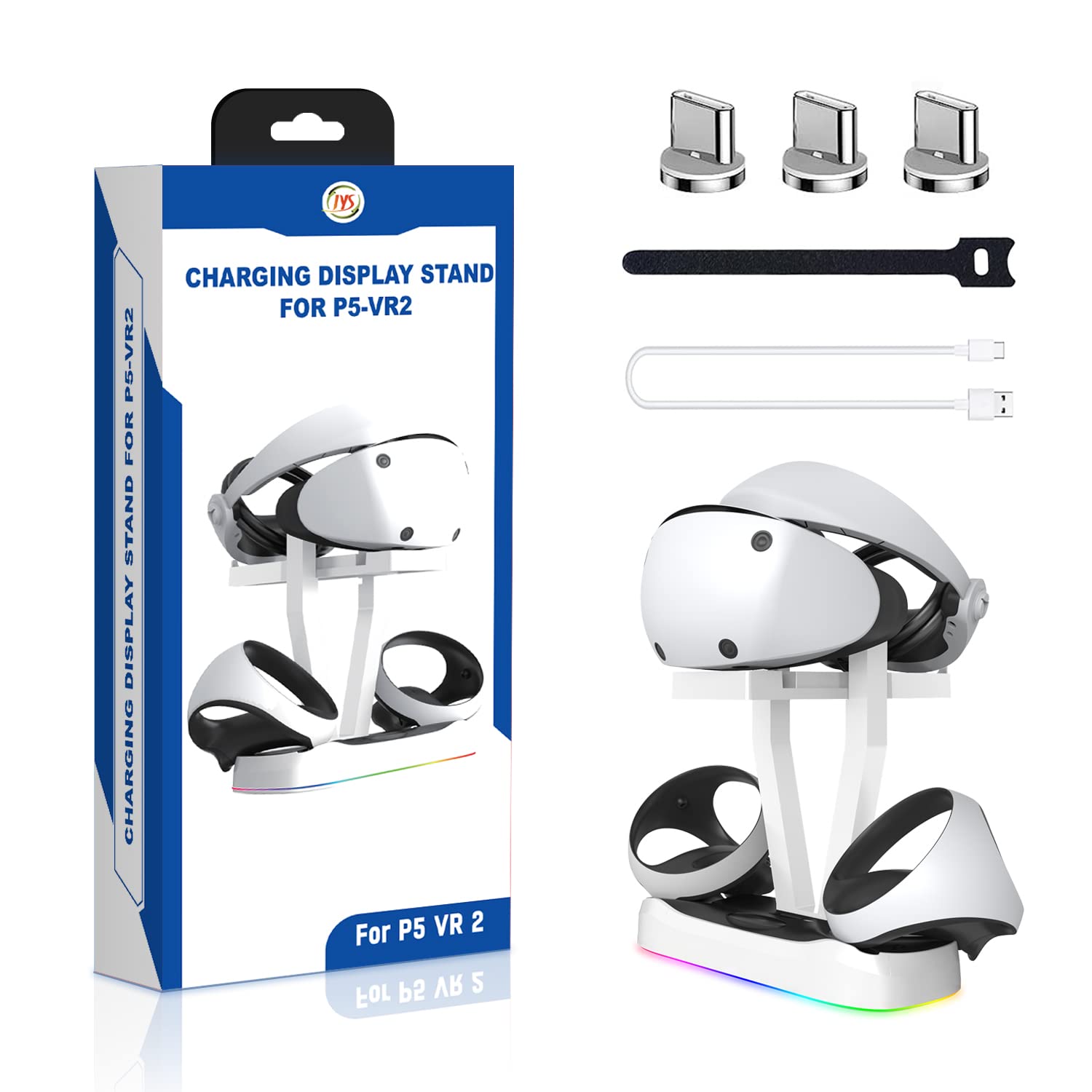 Uxilep PS VR2 Fast Charging Station,Dual Charger Dock for PS5 VR2 Sense Controller with RGB Light & Magnetic Interface,PS VR 2 Headset Storage Stand Mount,for PlayStation VR 2 Accessories