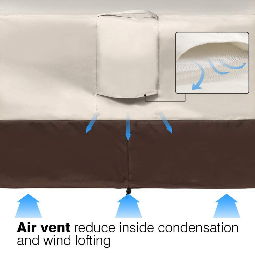 Vailge 2-Seater Heavy Duty Patio Deep Bench Loveseat Cover,100% Waterproof Outdoor Deep Sofa Cover, Lawn Patio Furniture Covers with Air Vent, Medium (Deep), Beige & Brown