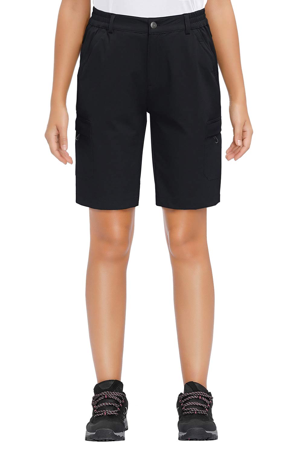 Libin Women's Lightweight Hiking Shorts Quick Dry Cargo Shorts Summer Travel Golf Shorts Outdoor Water Resistant Black M