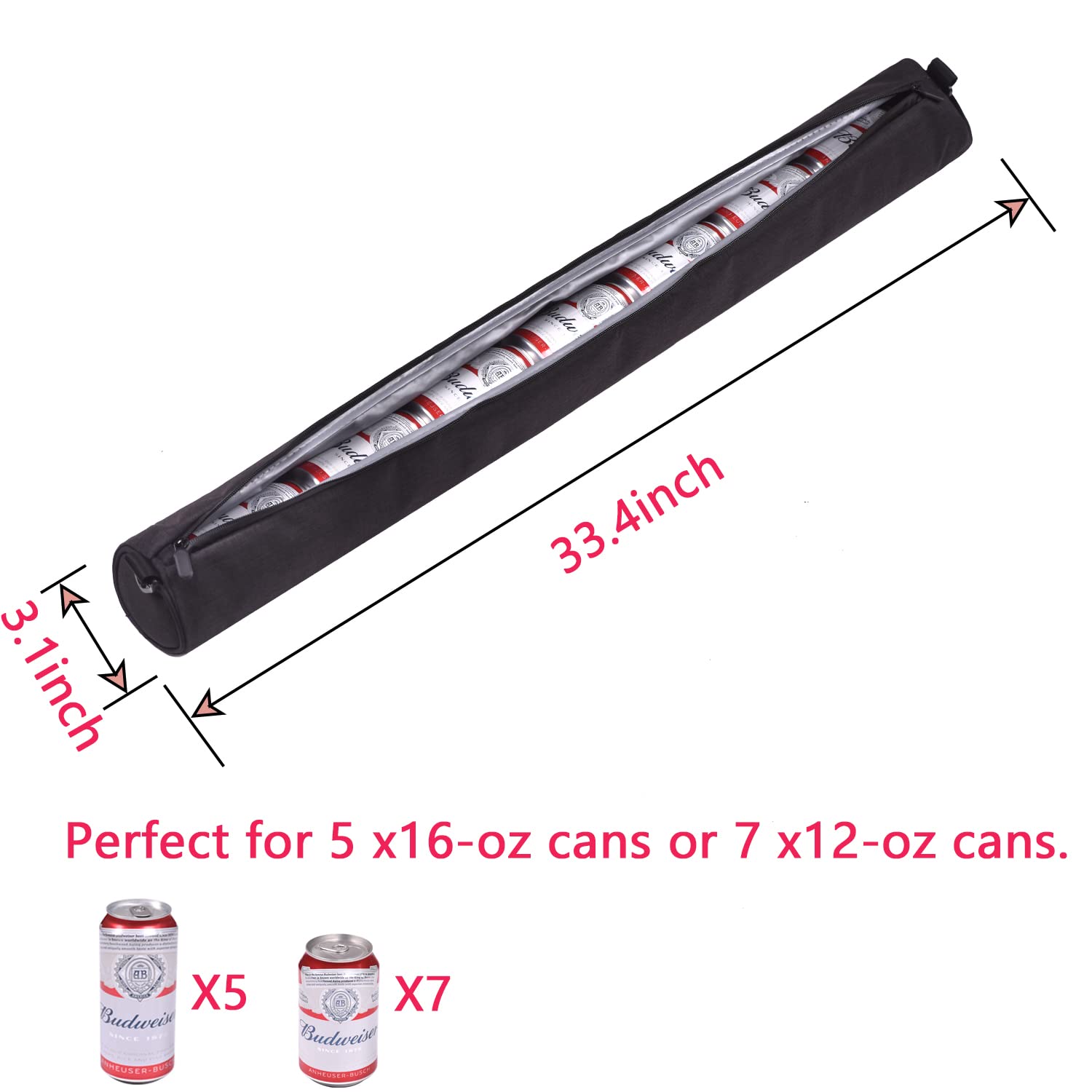 QXSMAHP Golf Beer Sleeve 7-Can Cooler Sleeves Beer Sleeve for Golf Bag Keeps Beverages Cold(Black)…