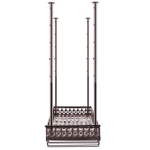 VEVOR Ceiling Wine Glass Rack, 46.9 x 13 inch Hanging Wine Glass Rack, 18.9-35.8 inch Height Adjustable Hanging Wine Rack Cabinet, Coppery Wall-Mounted Wine Glass Rack Perfect for Bar Cafe Kitchen