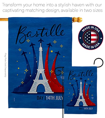 Ornament Collection Bastille 14th July Garden Flag Set Wood Dowel Regional Day French National CelebrationFrance Country House Decoration Banner Small Yard Gift Double-Sided, Made in USA