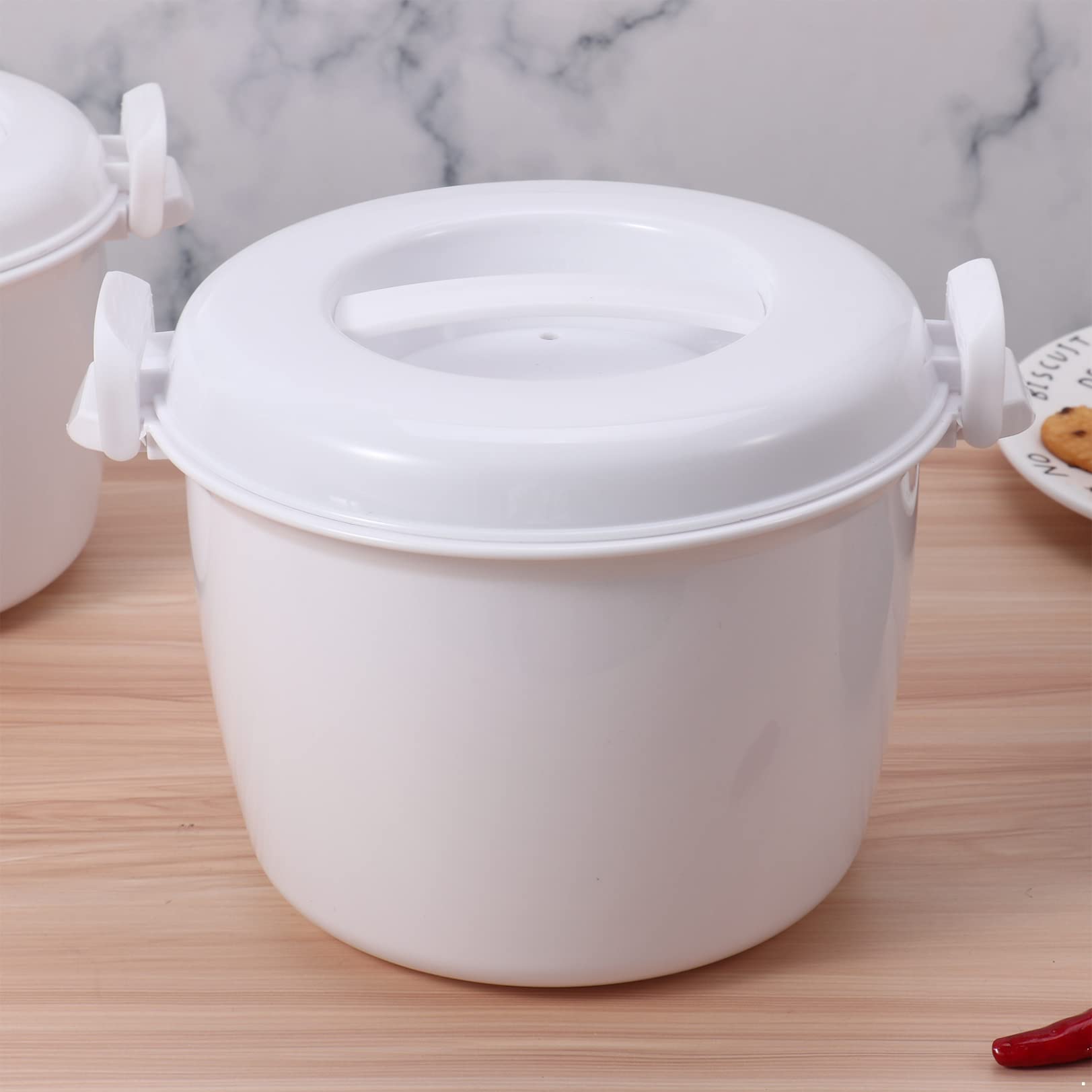 renvena 2.6L Microwave Oven Rice Cooker Insulation Lunch Box Steamer Cooker with Lid White Medium One Size