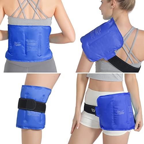 Relief Expert Ice Pack for Injuries Reusable(16" x 9") Gel Cold Pack for Lower Back, Shoulder, Knee, Hip Pain Relief, Cold Compress for Swelling, Bruises – Flexible