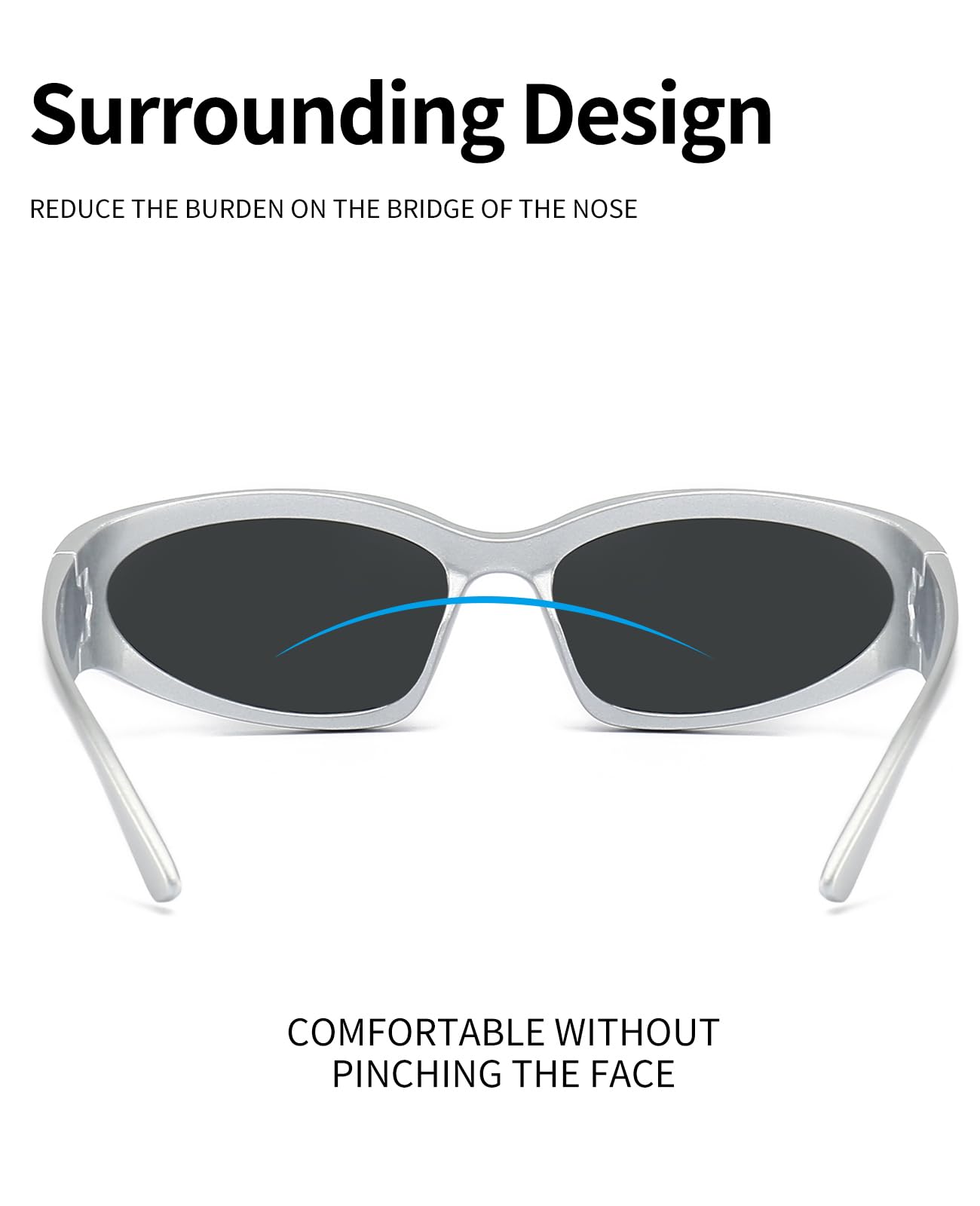 SOAR&EAGLE Y2K 3Pack Polarized sunglasses Men's sunglasses Women's sunglasses Fashion Sport Shades Sun Glasses(Silver frame gray sheet, Silver frame silver sheet, Bright black gray sheet)