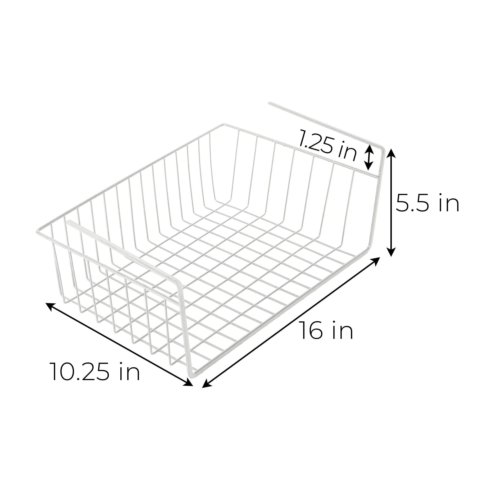 Smart Design Cabinet Storage Shelf Rack and Undershelf Storage Basket Bundle – Medium Shelf Rack (8.5 x 13.25 Inch) and Medium Storage Basket (16 x 5.5 Inch) – Steel Metal Wire – White