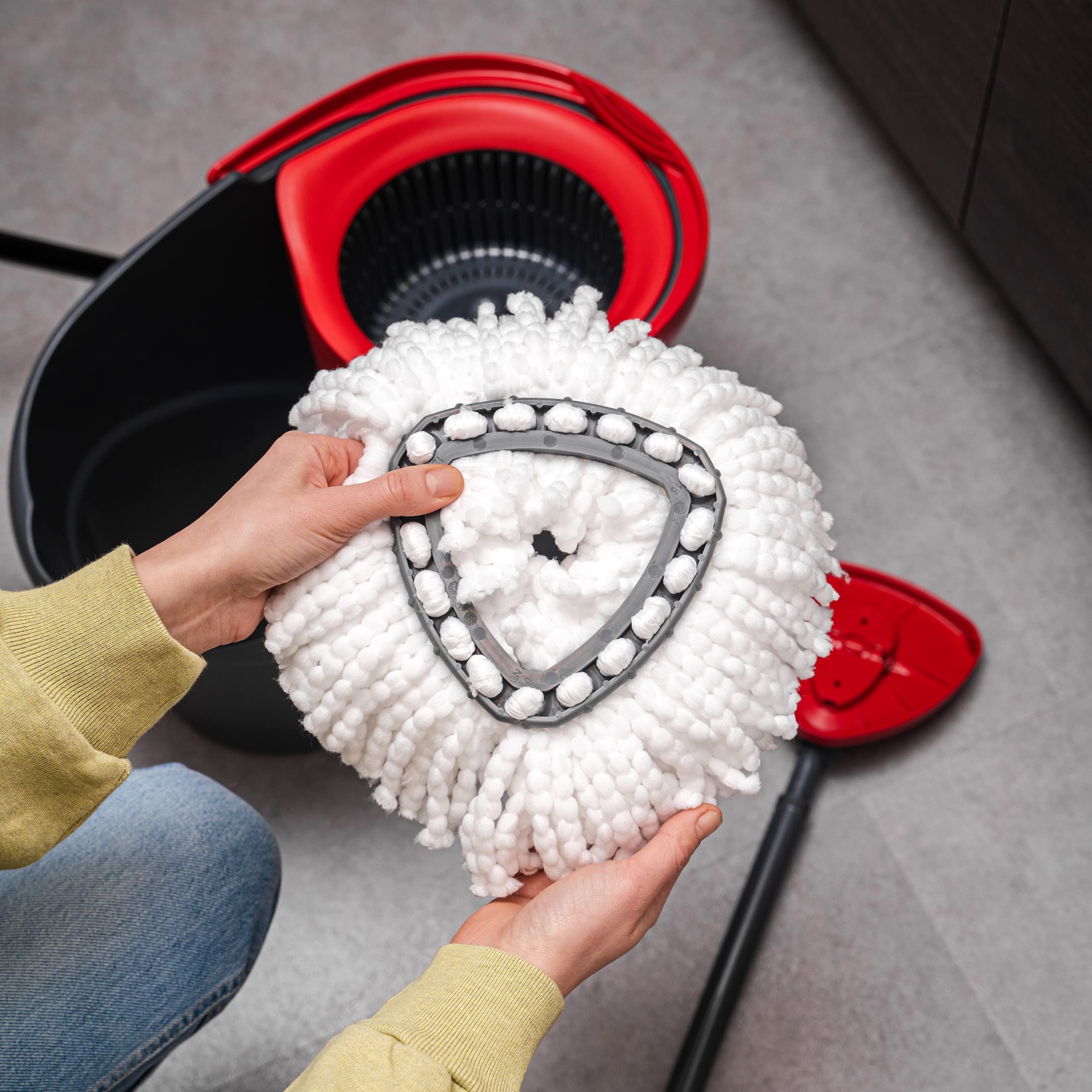 Official Spin Mop Replacement Head Refill 4 Pack Compatible with O Cedar Cyclone Ocedar (White)