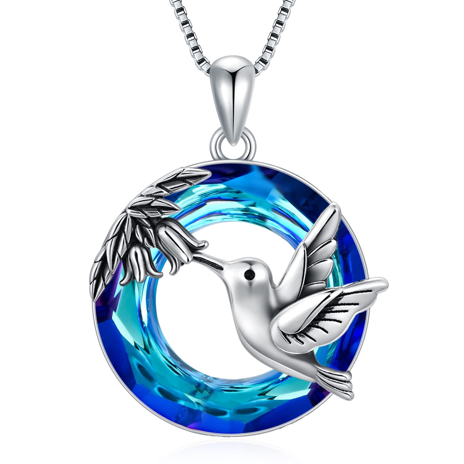 SIMONLY Filigree Hummingbird Necklace 925 Sterling Silver Cute Bird Hummingbird Pendant Gifts