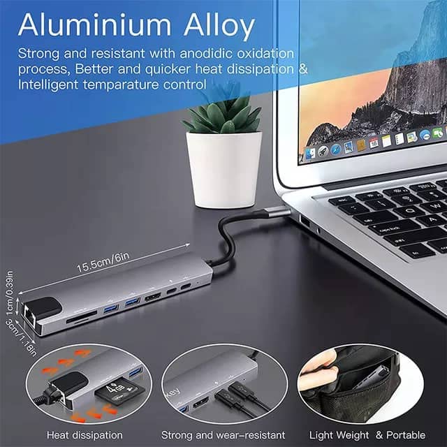 USB Hub USB Type C Hub 3 0 Multi Function Adapter 8 in 1 for MacBook Pro Air Ipad Matebook OEM Status Charging Card ABS 8-Port Ultra Slim Data Hub Pro XPS Notebook PC USB Flash Drives Mobile