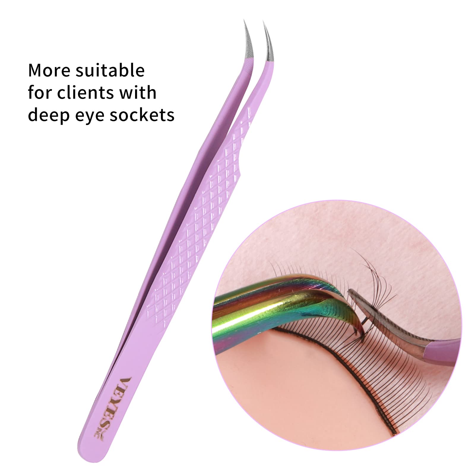 VEYES INC 1 pack Master Slim Eyelash Extension Tweezers Lash Tweezers for Eyelash Extensions Gloden