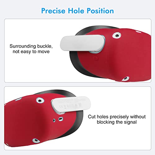 Relohas Accessories for Oculus Quest 2, VR Accessory Set for Meta Quest 2, Include Controller Grip Leather Cover, VR Shell Cover, Face Cover, The Best Gifts for Christmas and Halloween(Red)