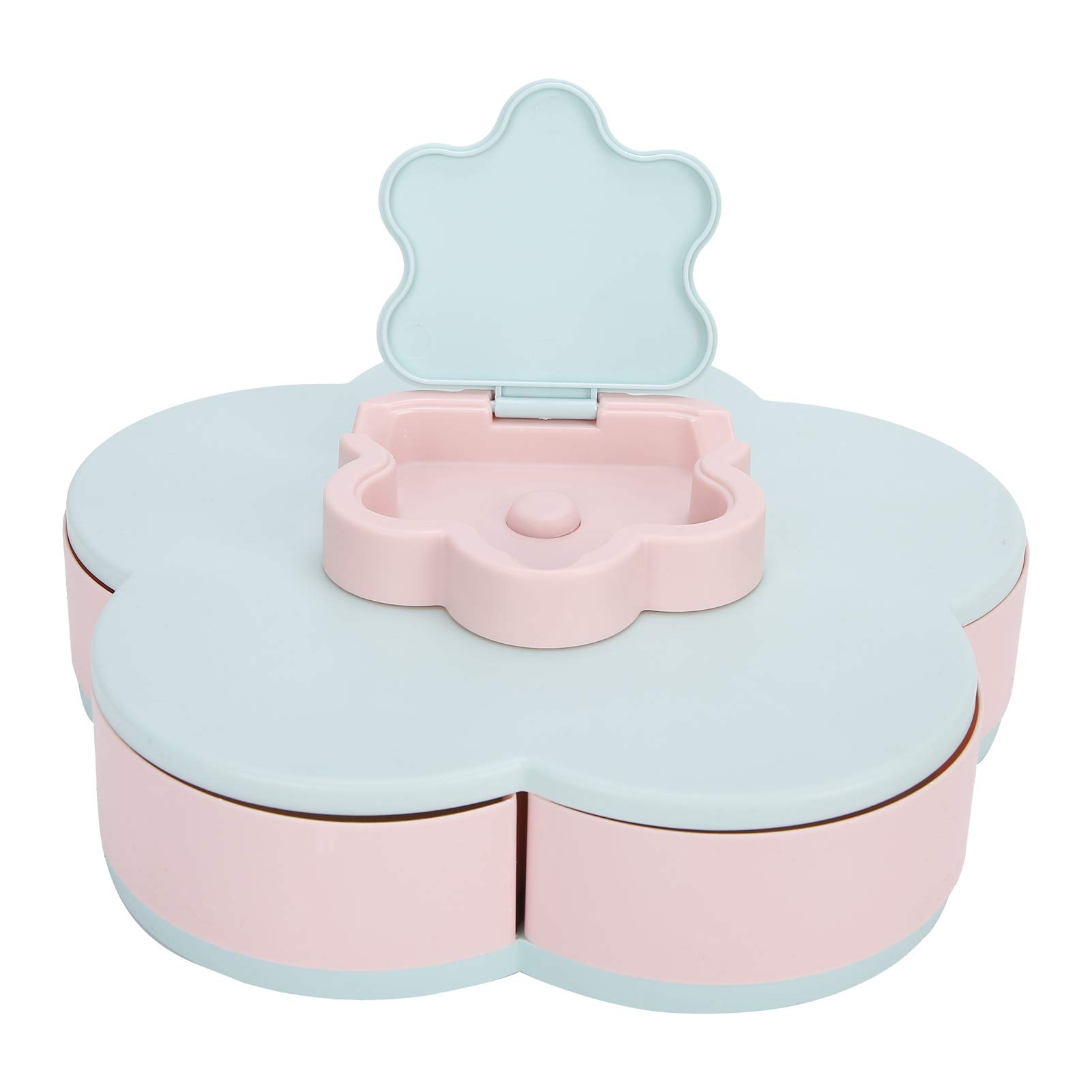 plplaaoo Flower Shaped Dried Fruit Plate,Rotating Snack Storage Box with 5 Compartments, Nut Serving Platter, Removable Snacks Candy Storage Tray for Dried Fruits, French Fries, Nuts