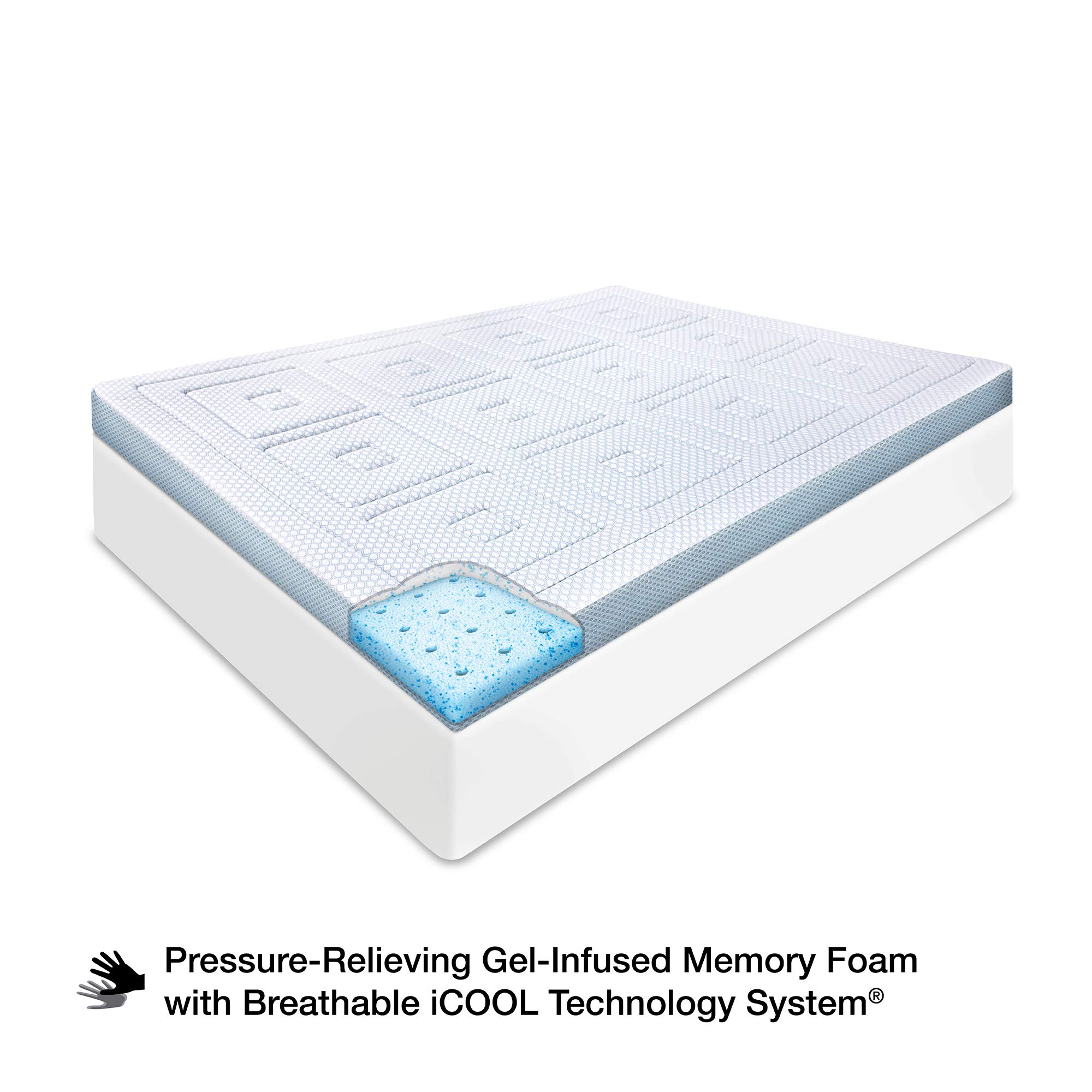 SensorPEDIC 3-Inch Gel-Infused Memory Foam Mattress Topper - Twin XL, White