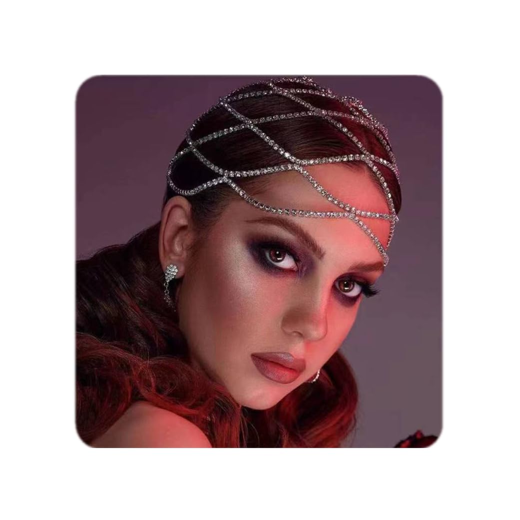 Rhinestone Cap Headpiece For Women Crystal 1920s Tassel Hair Accessories Belly Cap Headpieces Wedding Bridal Head