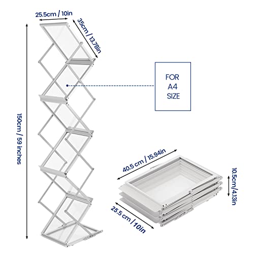 Nisorpa Literature Rack, Foldable Magazine Rack Office Racks & Displays Magazine Rack Catalog Brochure Display Stand Holder Catalog for Trade Show Exhibitions Office Retail Store, 3 height adjustable,