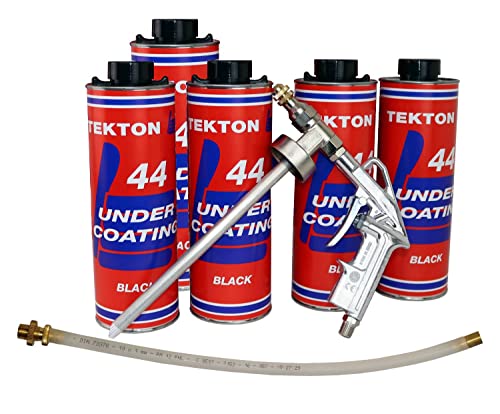 Tekton44 Undercoating for Trucks, Black Sprayable Auto Undercoating (5 Liter Cans + 1 Spray Gun + 1 Spray Wand), 5 Cans + 1 Spray Gun + 1 Wand