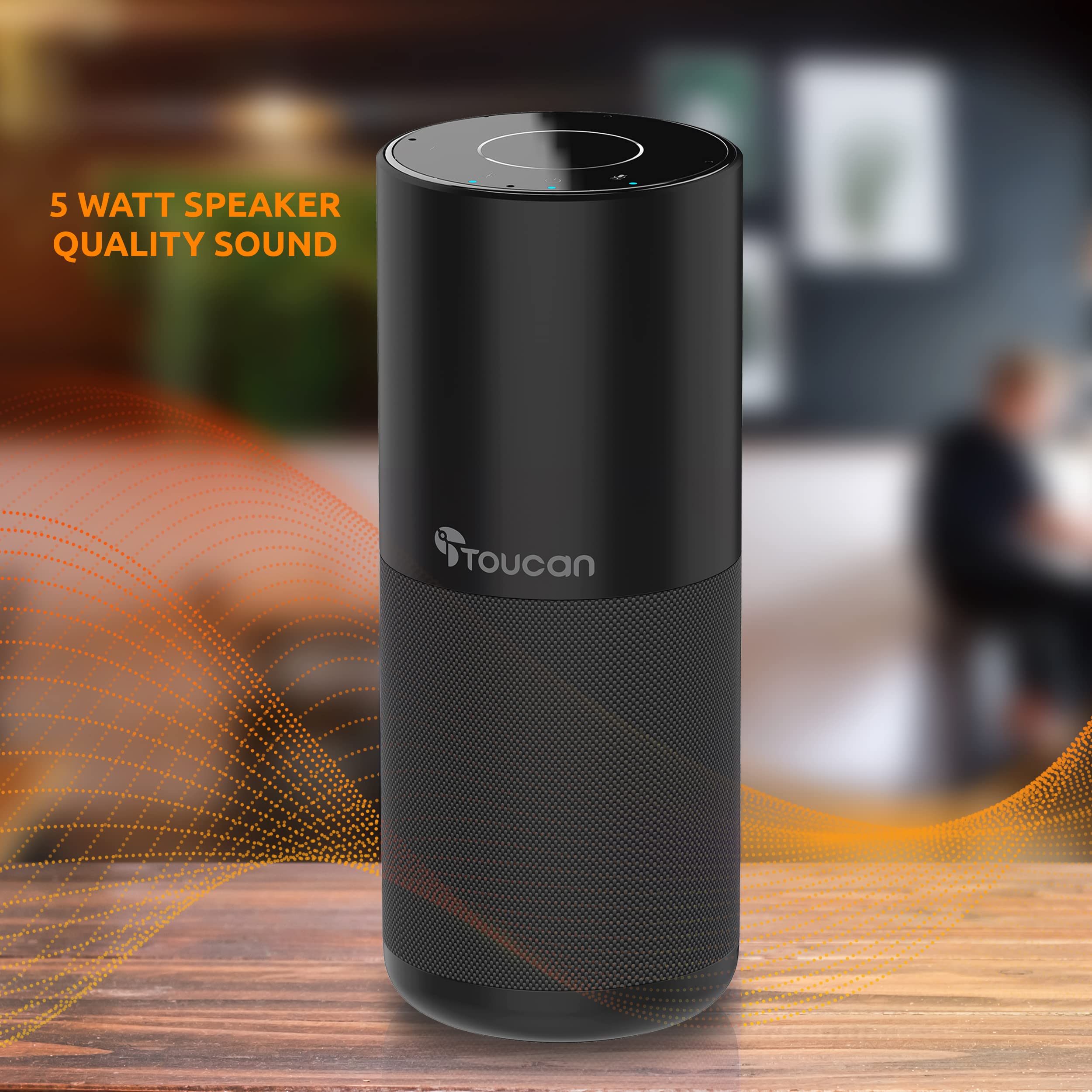 TOUCAN Conference Speakerphone with 4 Built-in Echo-Canceling Microphone | Home Office, Conference Room Meeting Use | Bluetooth Enabled Conference Speaker