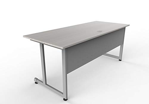 Linea Italia Executive Training Extra Large Easy to Assemble Metal Desk with Wood Top | Computer Table for Home or Office, 72" x 30", Ash
