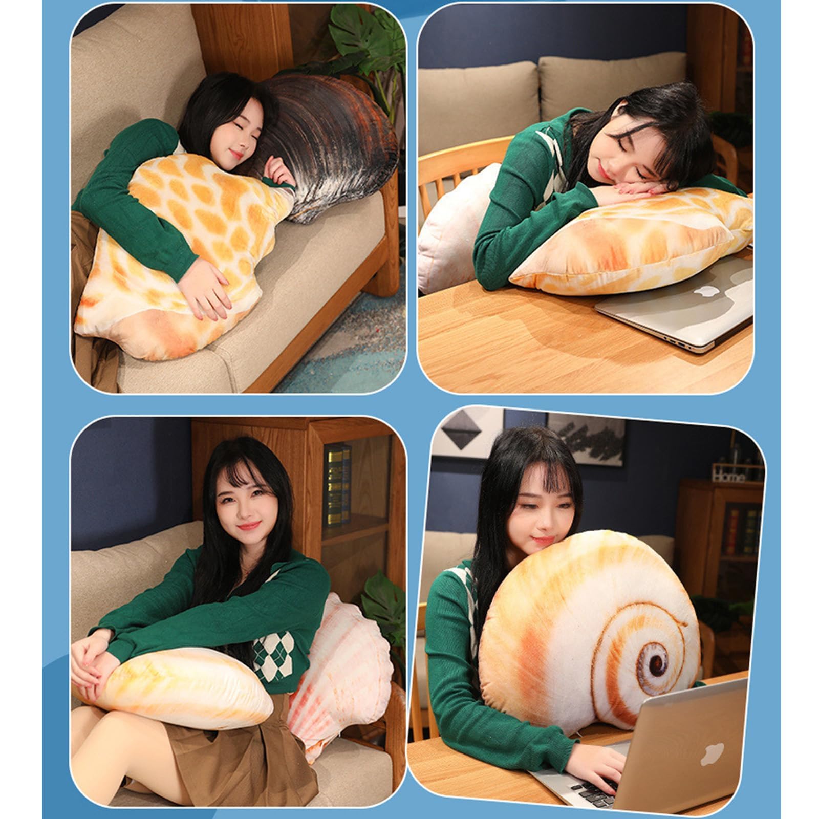 Whlo4U Simulation Sand Snail Plush Pillow, Sand Snail Stuffed Throw Pillow,Home Sofa Beach Decoration, Birthday Christmas Funny Gift for Kids Adults