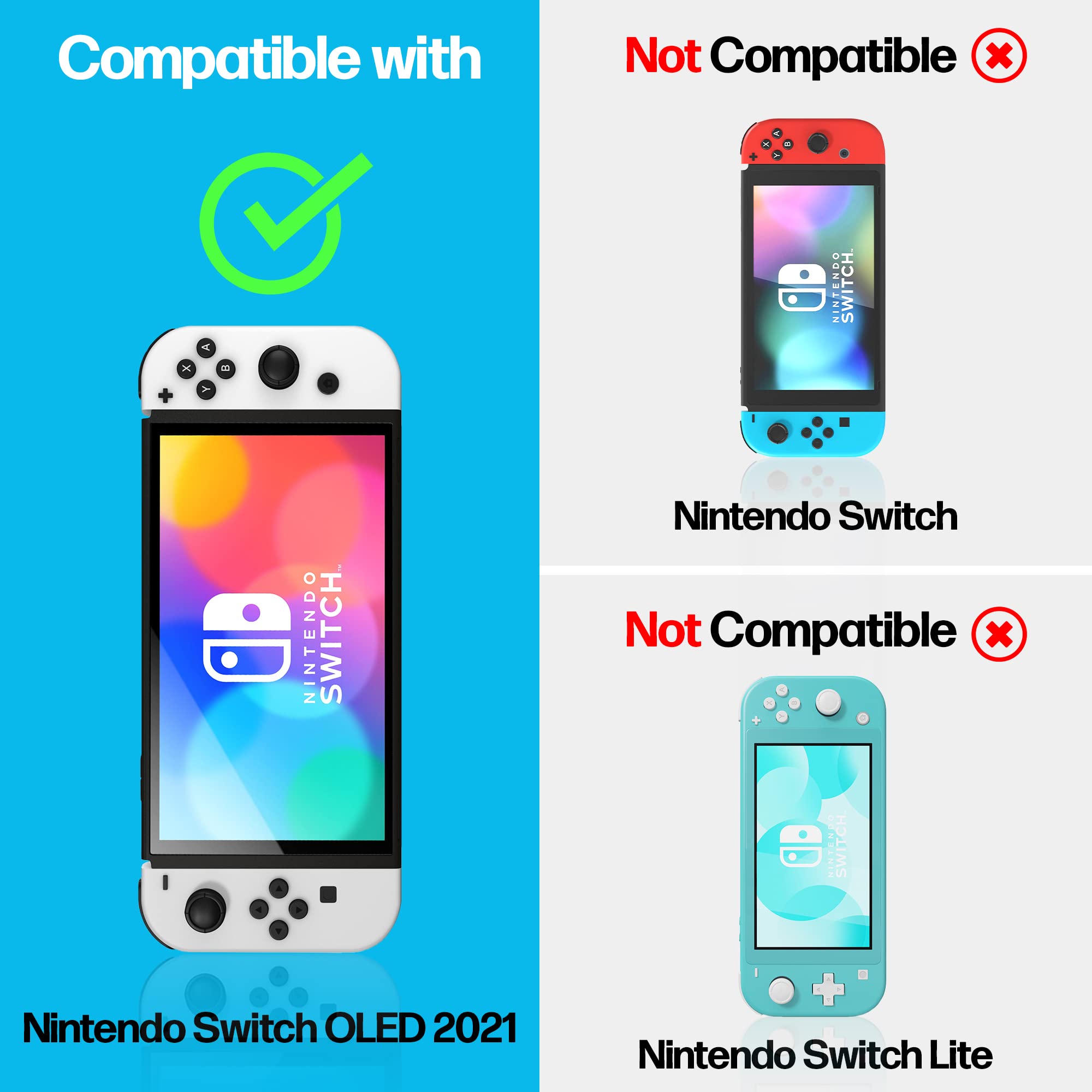 Power Theory Designed for Nintendo Switch OLED 7" Screen Protector Tempered Glass [9H Hardness], Easy Install Kit, 99% HD Bubble Free Clear, Case Friendly, Anti-Scratch, 2 Pack