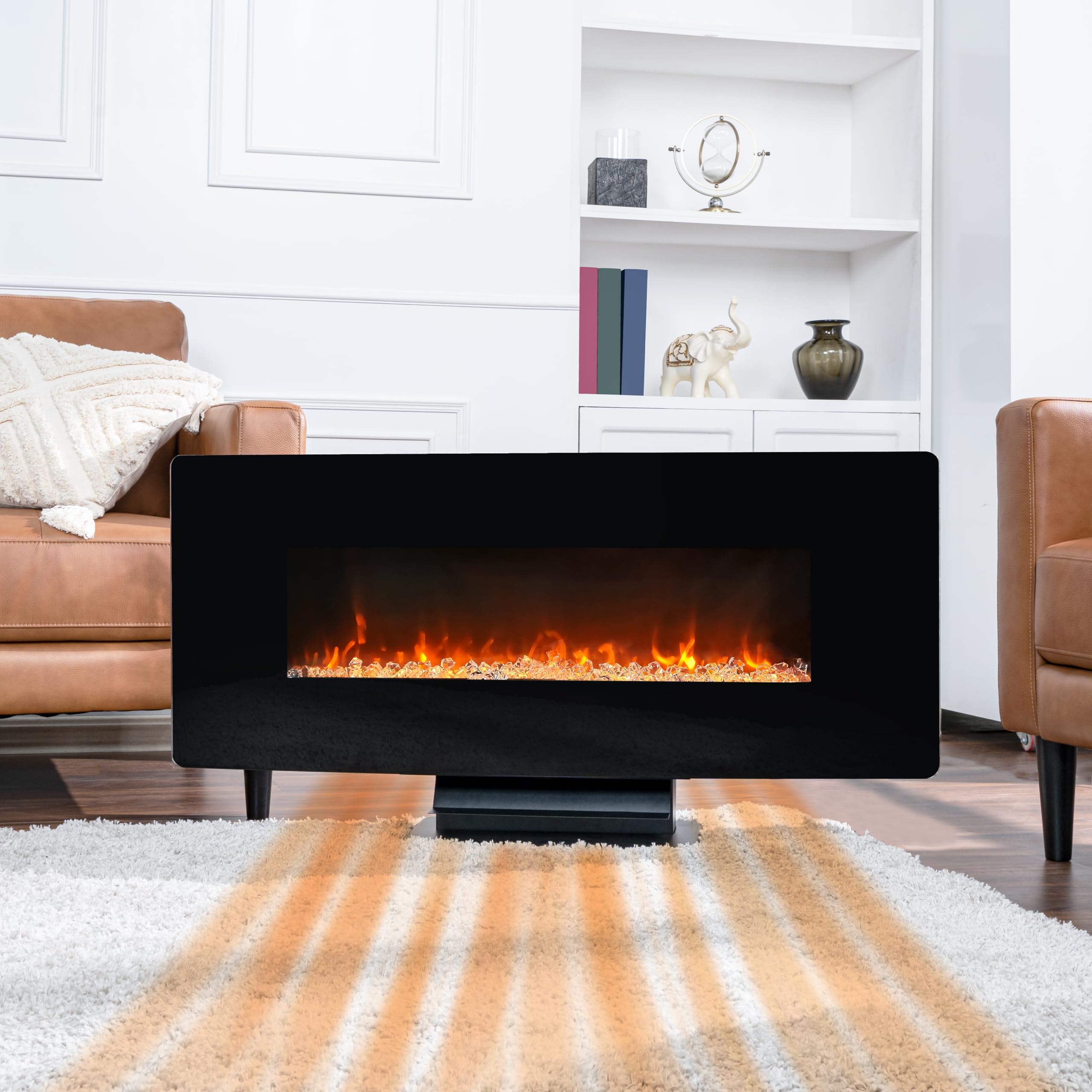 Nilecc Electric Fireplace Insert, 36" in-Wall Recessed and Wall Mounted 1500 W Faux Fireplace Fit for 2X 4 and 2X 6 Stud with Remote Control, Log & Crystal