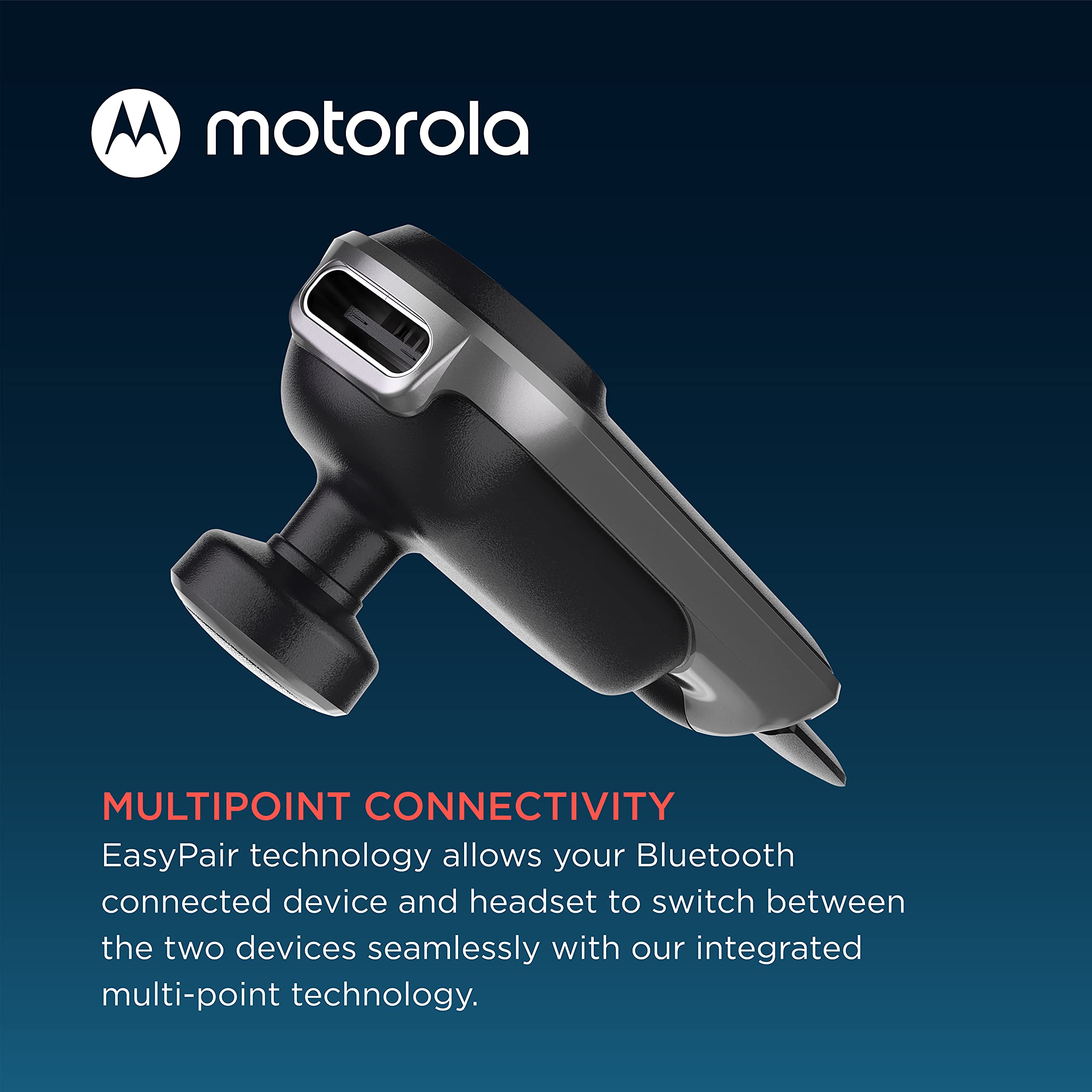 Motorola Bluetooth Earpiece HK500 in-Ear Wireless Mono Headset with Mic for Clear Phone Calls - Smart Touch/Voice Control, Noise Cancelling Microphone, Multipoint Connectivity, Long Battery Life