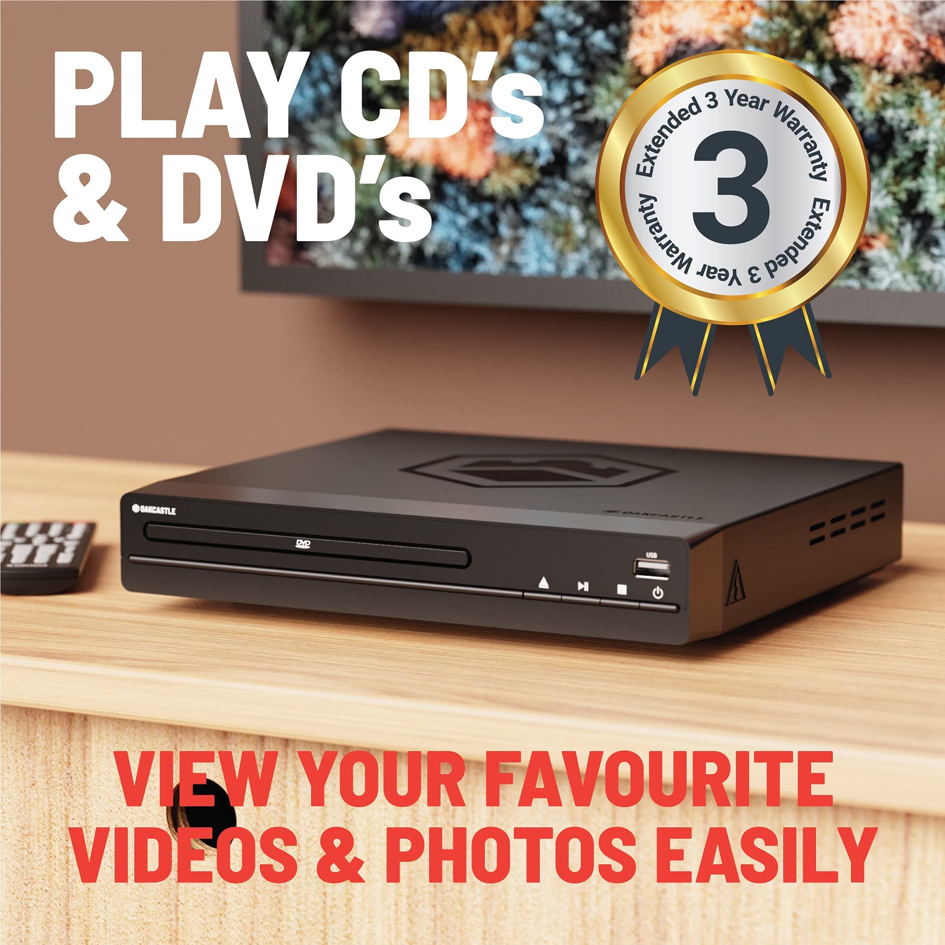 Majority DVD100 DVD Player for TV | Multi Region HD 1080P DVD Player | HDMI or RCA AV Cable TV Connection | USB MP3 and CD Playback I Slim Design I Easy Controls Remote Controlled DVD Player