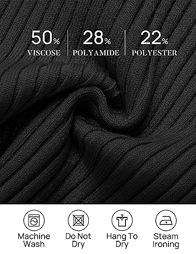 ZESICA Women's 2023 Fall Long Sleeve Turtleneck T Shirts Ribbed Knit Sweater Slim Fit Basic Casual Tee Tops,Black,Large