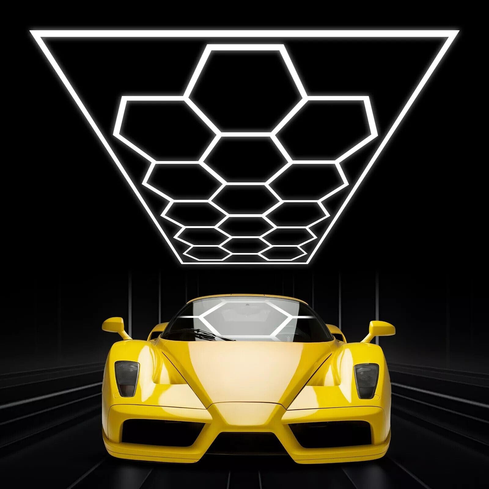 WTLI LED Hexagon Garage Light, 6500K Honeycomb Light 15 Hexagonal Light with Rectangle Border for Garage Workshop Warehouse 60600LM,IP54, 720W