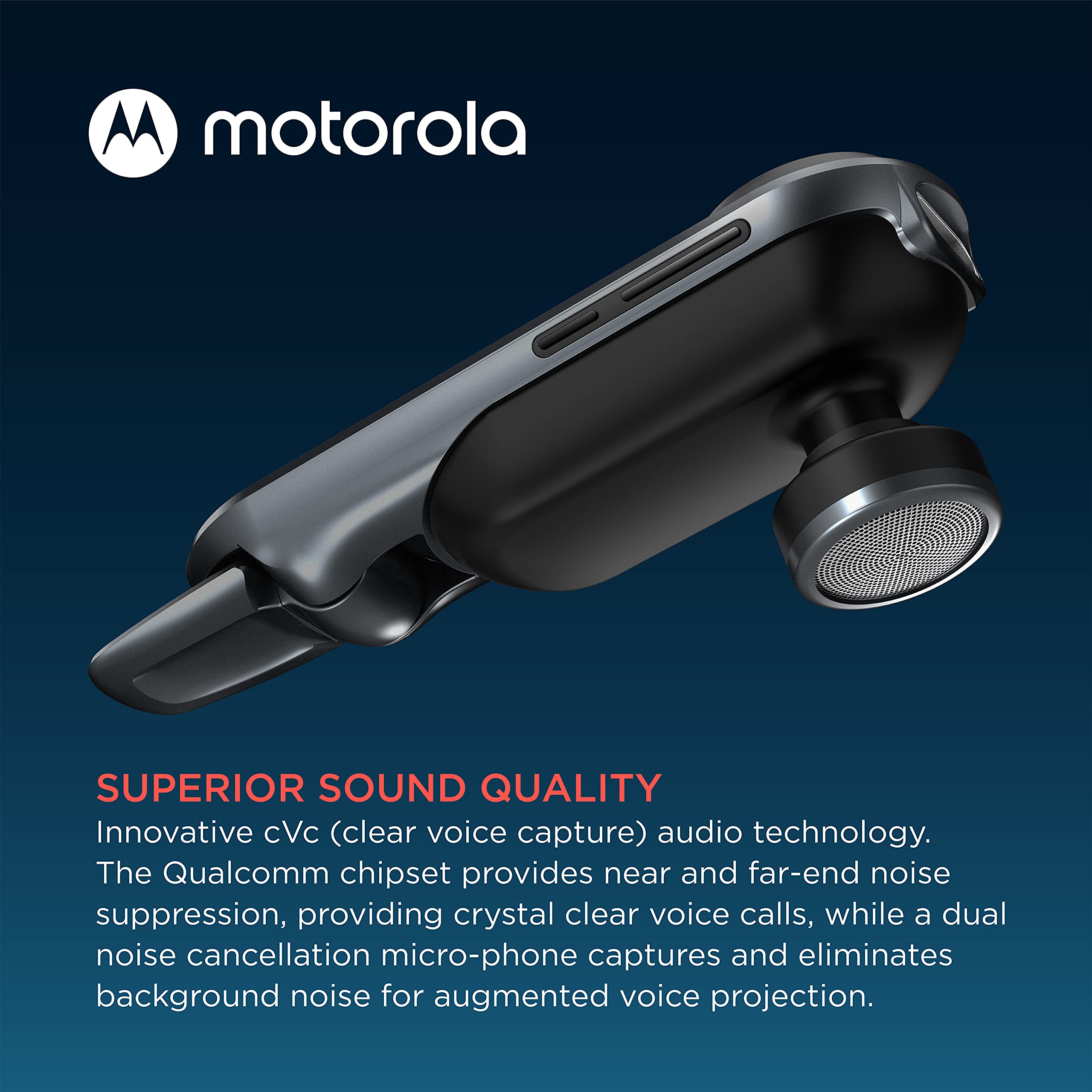 Motorola Sound HK500+ Bluetooth Earpiece Hands-Free Wireless Earpiece Headset with Microphone - IPX4 Water Resistant Bluetooth Phone Earpiece for Phone Calls, Compatible with iPhone and Cell Phones