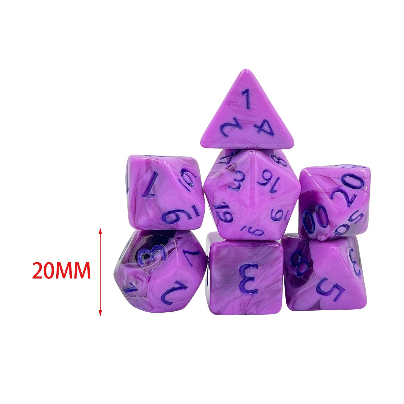 Vaveren 7Pcs Acrylic Polyhedral Dices Tabletop Games, Multi Sided Dices, RPG Dice Set for Party Supplies, Dark Violet