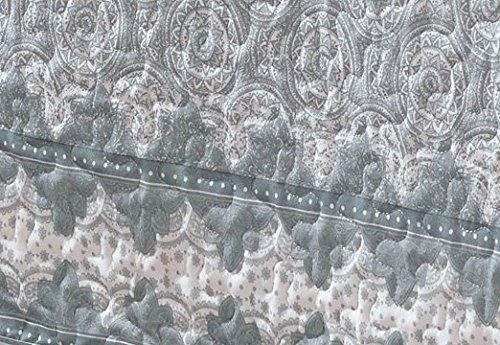 Linen Plus 7pc King Over Size Quilted Bedspread with Sheet Set Floral Medallion Yellow Coastal Plain/Gray New