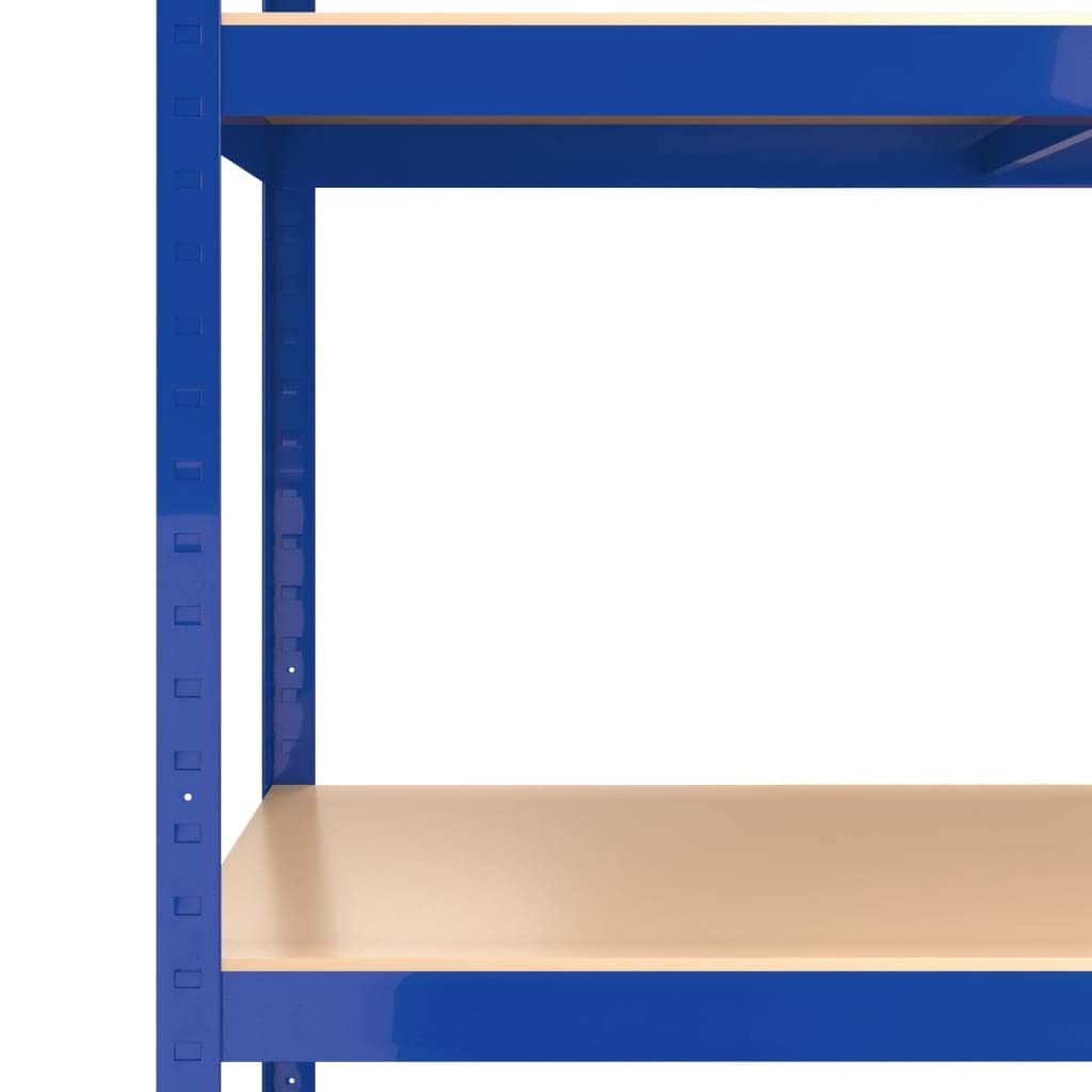 vidaXL 4X 4-Layer Shelves Business Workshop Height-Adjustable Shelf Storage Industrial Shelving Rack Blue Steel and Engineered Wood