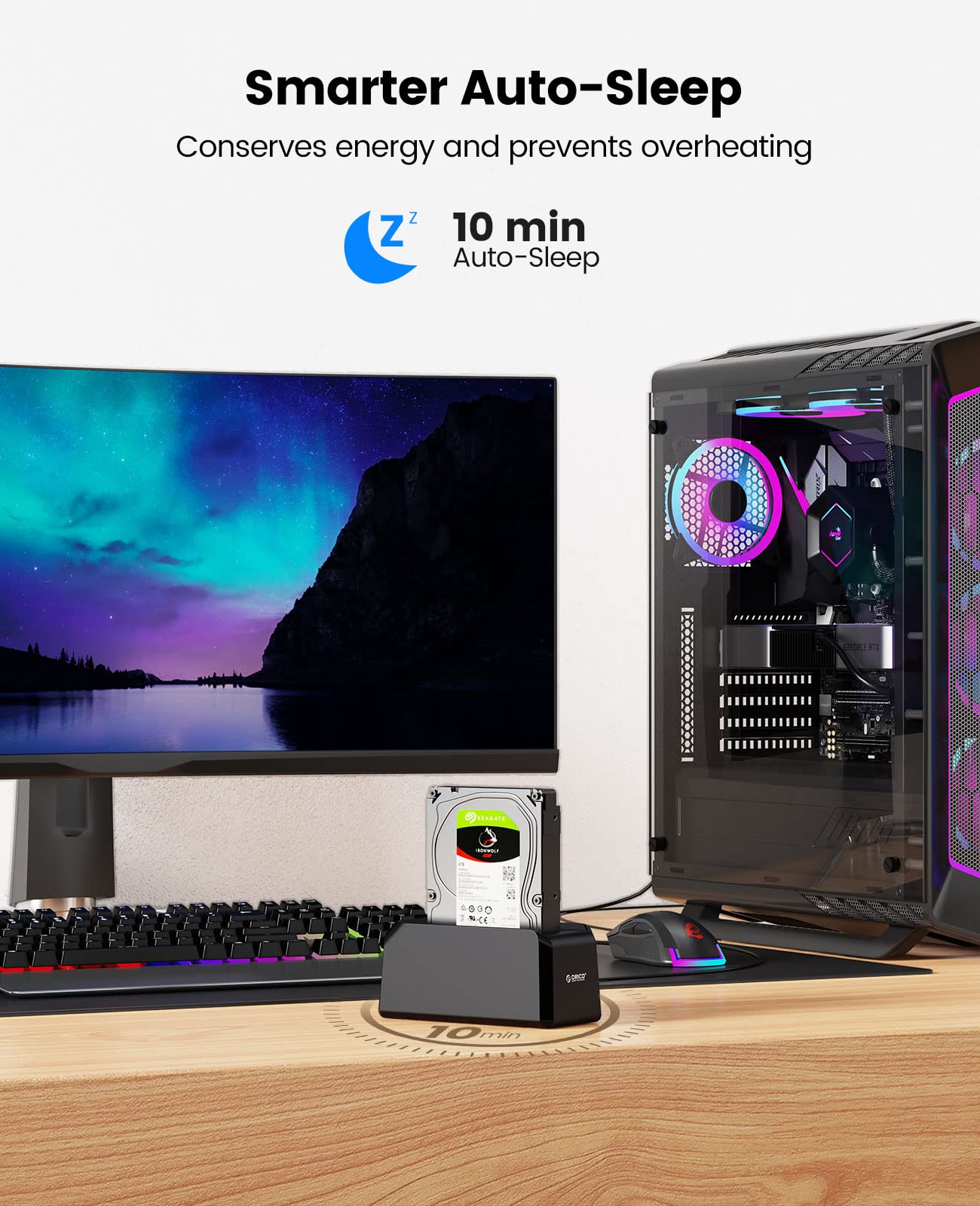 ORICO External Hard Drive Docking Station USB3.0 to SATA for 2.5/3.5" SSD HDD Up to 18TB Support UASP(9818U3)