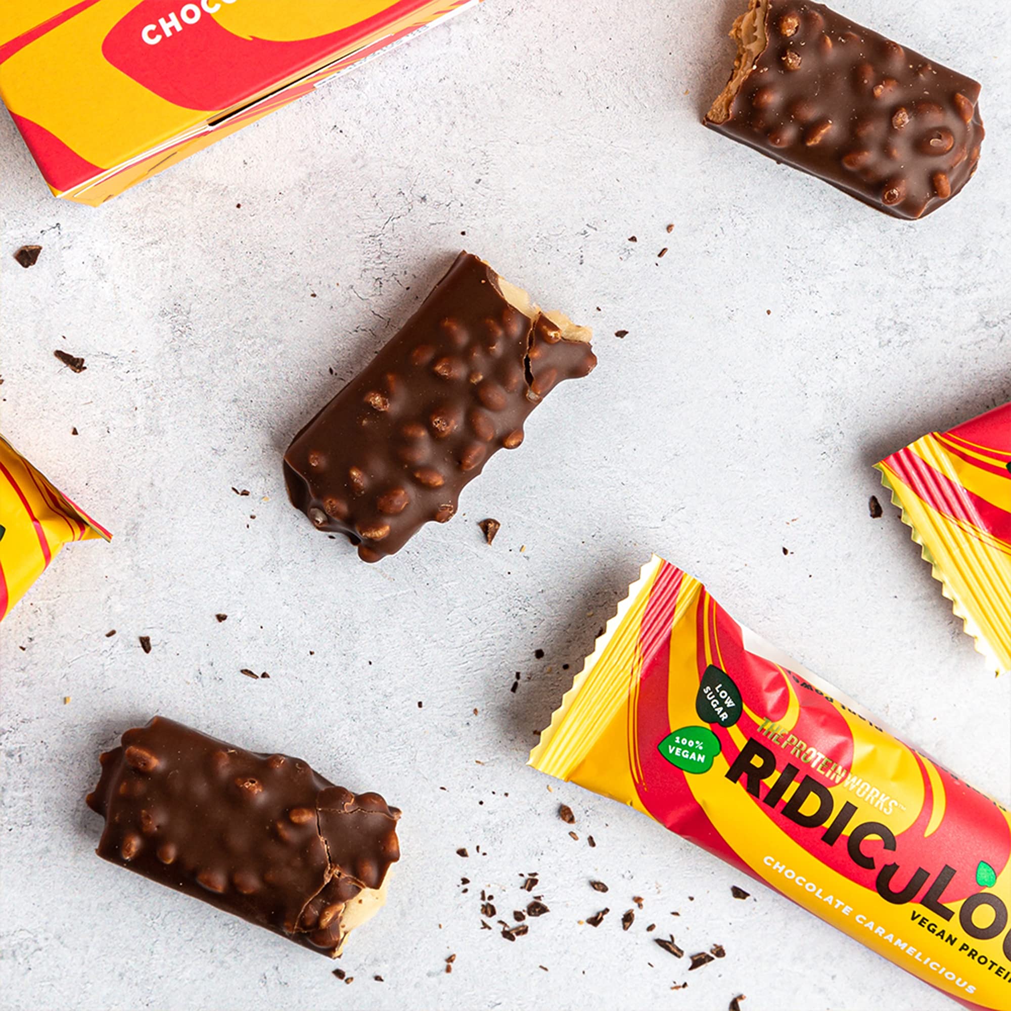Protein Works - Ridiculous Vegan Protein Bar | High Protein Snack | Chocolate Caramelicious | 9 Pack